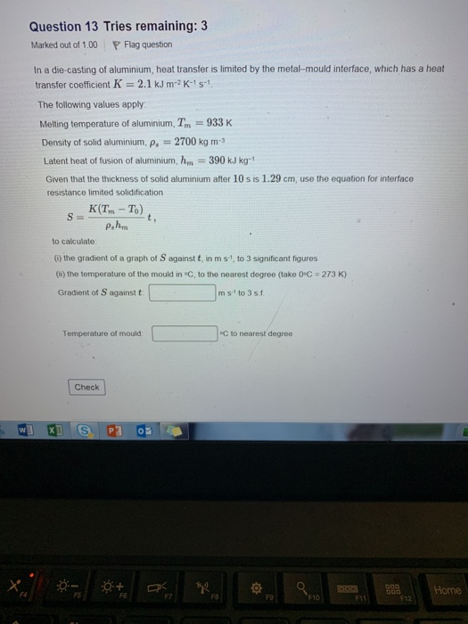 Solved Question 13 Tries remaining: 3 PFlag question Marked | Chegg.com