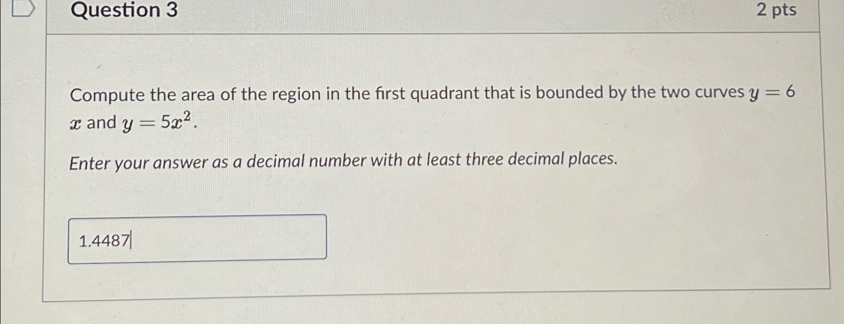 Solved Question 32 ﻿ptsCompute the area of the region in the | Chegg.com