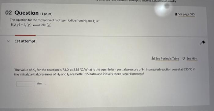 Solved The equation for the formation of hydrogen iodide | Chegg.com