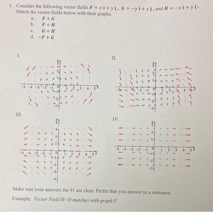 Solved 1. Consider the following vector fields | Chegg.com