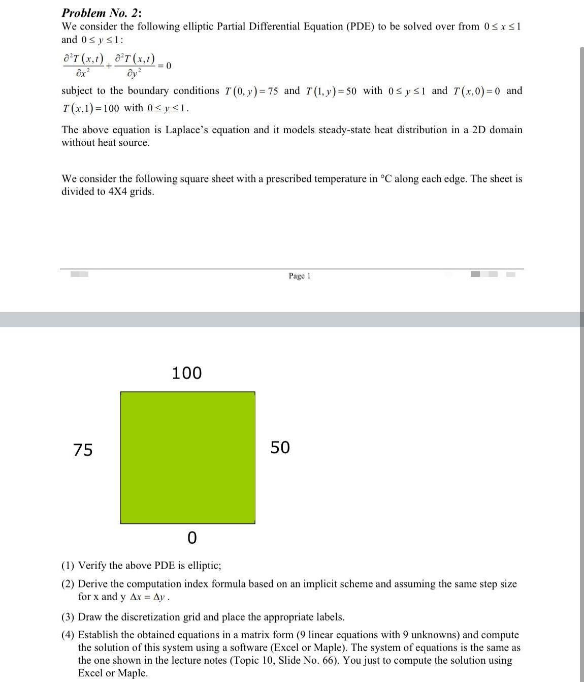 Solved Problem No. 2:We consider the following elliptic | Chegg.com