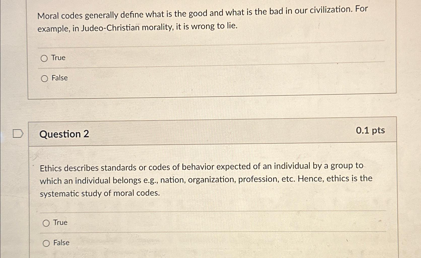 Solved Moral codes generally define what is the good and | Chegg.com