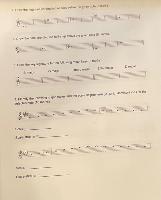 4 nraw tha note one chromatic half-step below the | Chegg.com