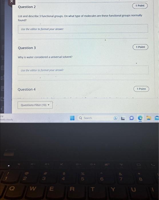 Solved List and describe 3 functional groups. On what type | Chegg.com