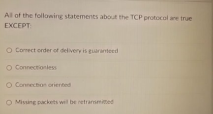 Solved All of the following statements about the TCP | Chegg.com