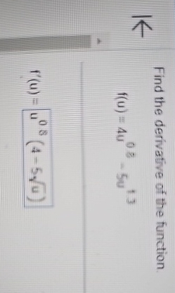 Solved Find the derivative of the | Chegg.com