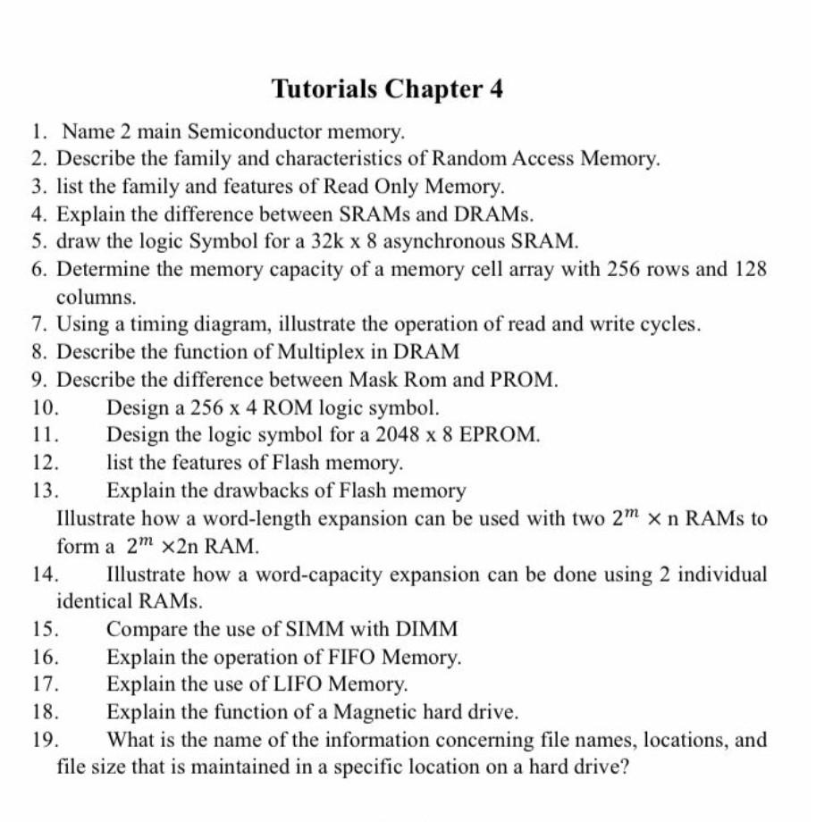 Solved Tutorials Chapter 4 1. Name 2 main Semiconductor | Chegg.com