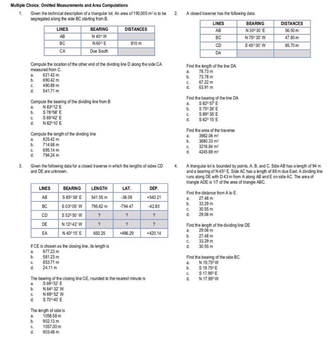 Solved Multiple Choice. Omitted Measurements and Area | Chegg.com