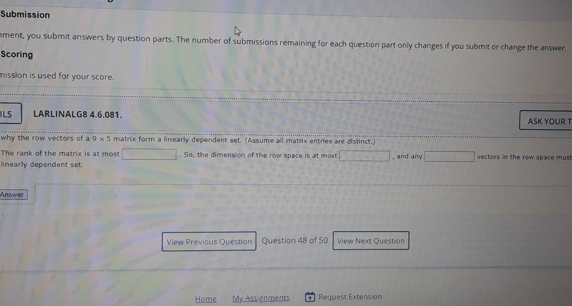 Solved Submission W ment, you submit answers by question | Chegg.com