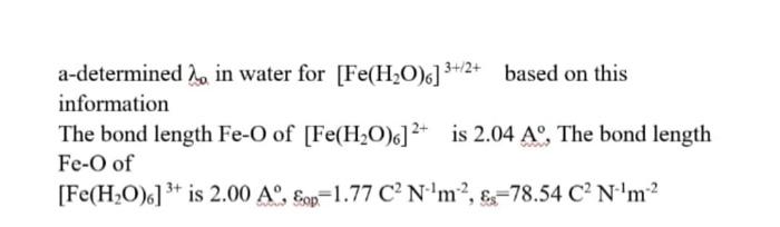 Solved a-determined λa in water for [Fe(H2O)6]3+/2+ based on | Chegg.com