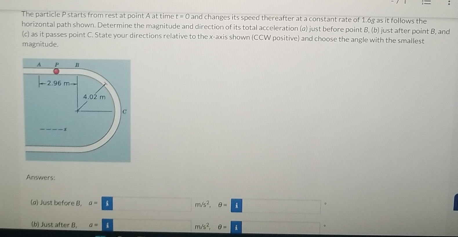 Solved The particle P ﻿starts from rest at point A ﻿at time | Chegg.com