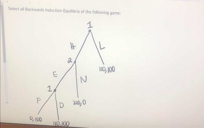 Solved Select all Backwards Induction Equilibria of the | Chegg.com