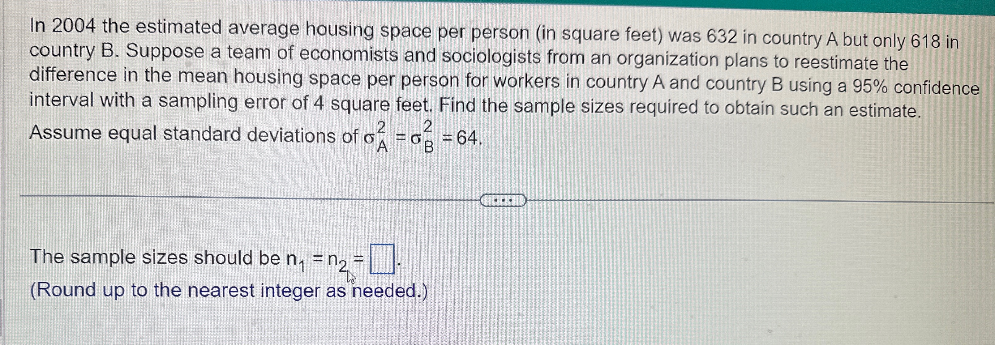 Solved In 2004 ﻿the estimated average housing space per | Chegg.com
