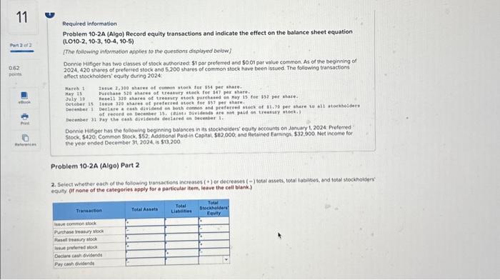 Required information Problem 10-2A (Algo) Record | Chegg.com