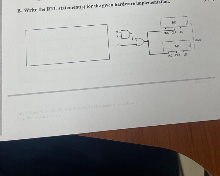 Solved B- Write the RTL statement(s) for the given hardware | Chegg.com