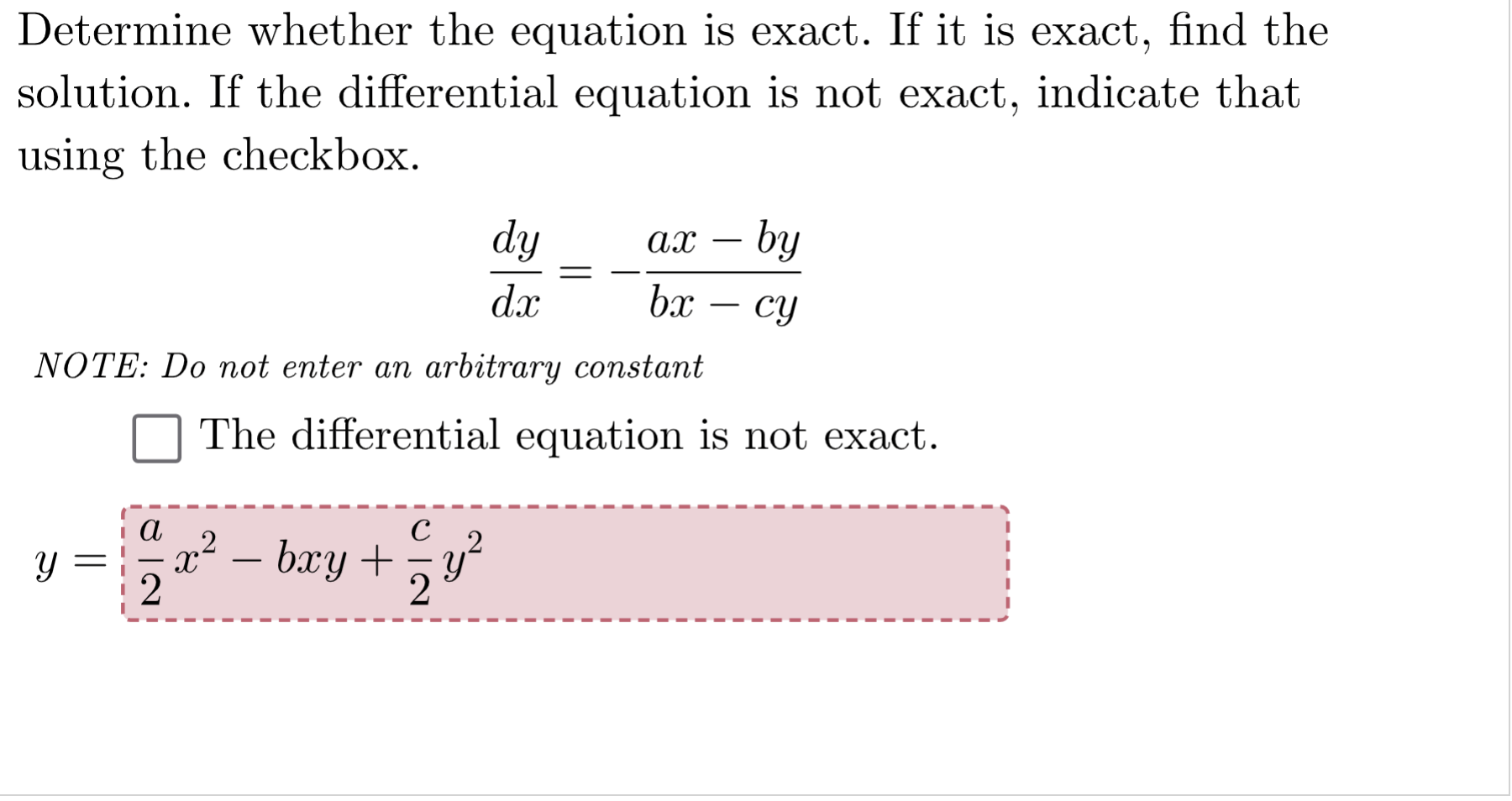 Solved Determine whether the equation is ﻿exact. If it is | Chegg.com