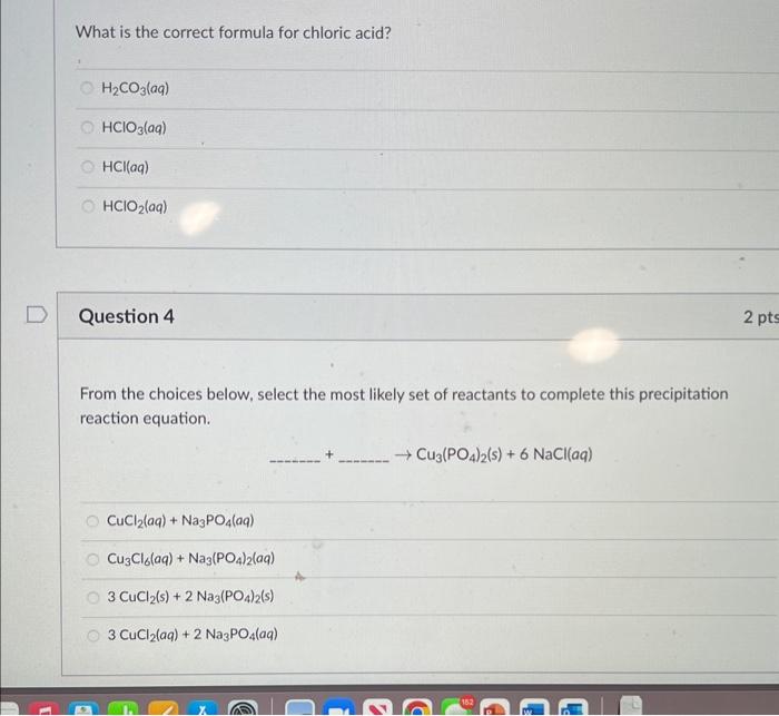 Solved What is the correct formula for chloric acid? | Chegg.com