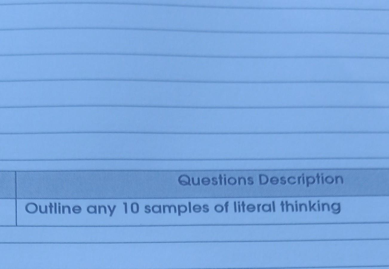 Solved Questions Description Outline any 10 samples of | Chegg.com