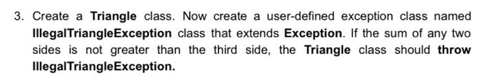 Solved 3. Create a Triangle class. Now create a user-defined | Chegg.com