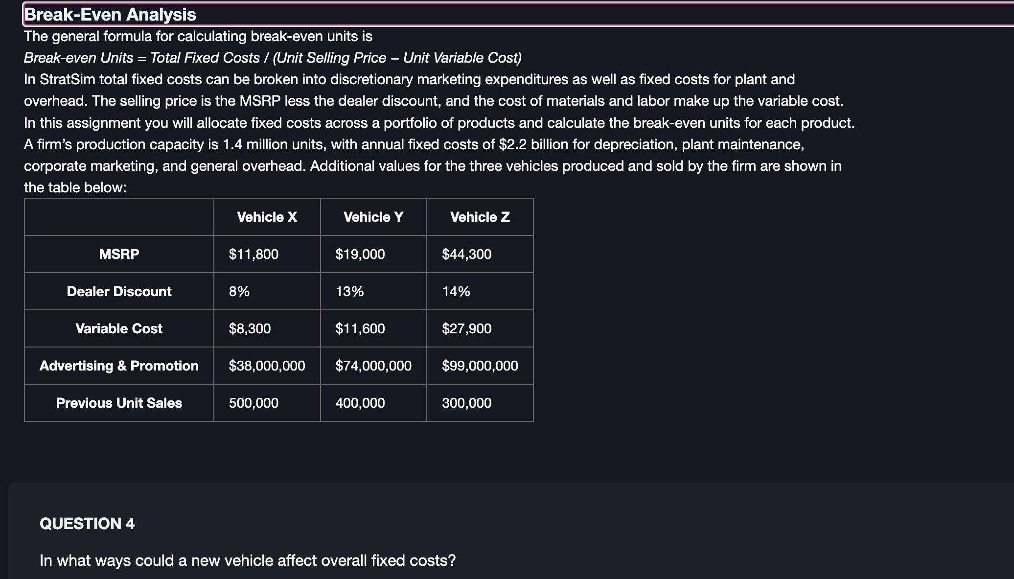 Solved Break-Even AnalysisThe general formula for | Chegg.com