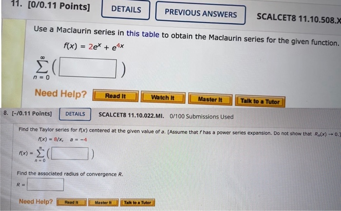 Solved 11. [0/0.11 Points] DETAILS PREVIOUS ANSWERS SCALCET8 | Chegg.com