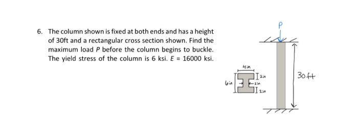 Solved 6. The column shown is fixed at both ends and has a | Chegg.com