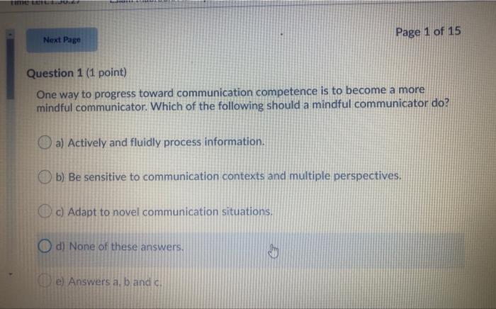 Solved Page 1 of 15 Next Page Question 1 (1 point) One way | Chegg.com