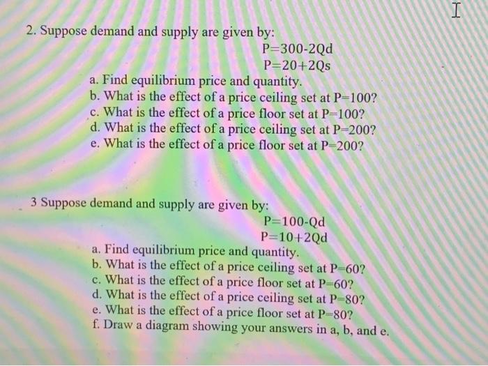 Solved I 2. Suppose demand and supply are given by: | Chegg.com