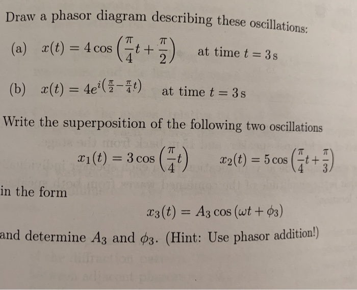 Solved Draw a phasor diagram describing these oscillations. | Chegg.com