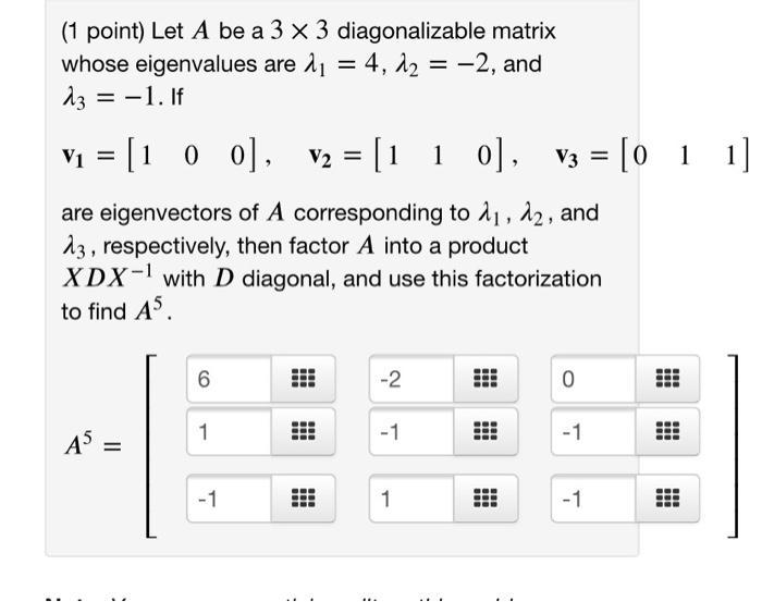 Solved 5.AA Diagonalization: Problem 2 Previous Problem | Chegg.com
