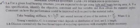 Solved 1.a For a given loud bearing structure, you are | Chegg.com