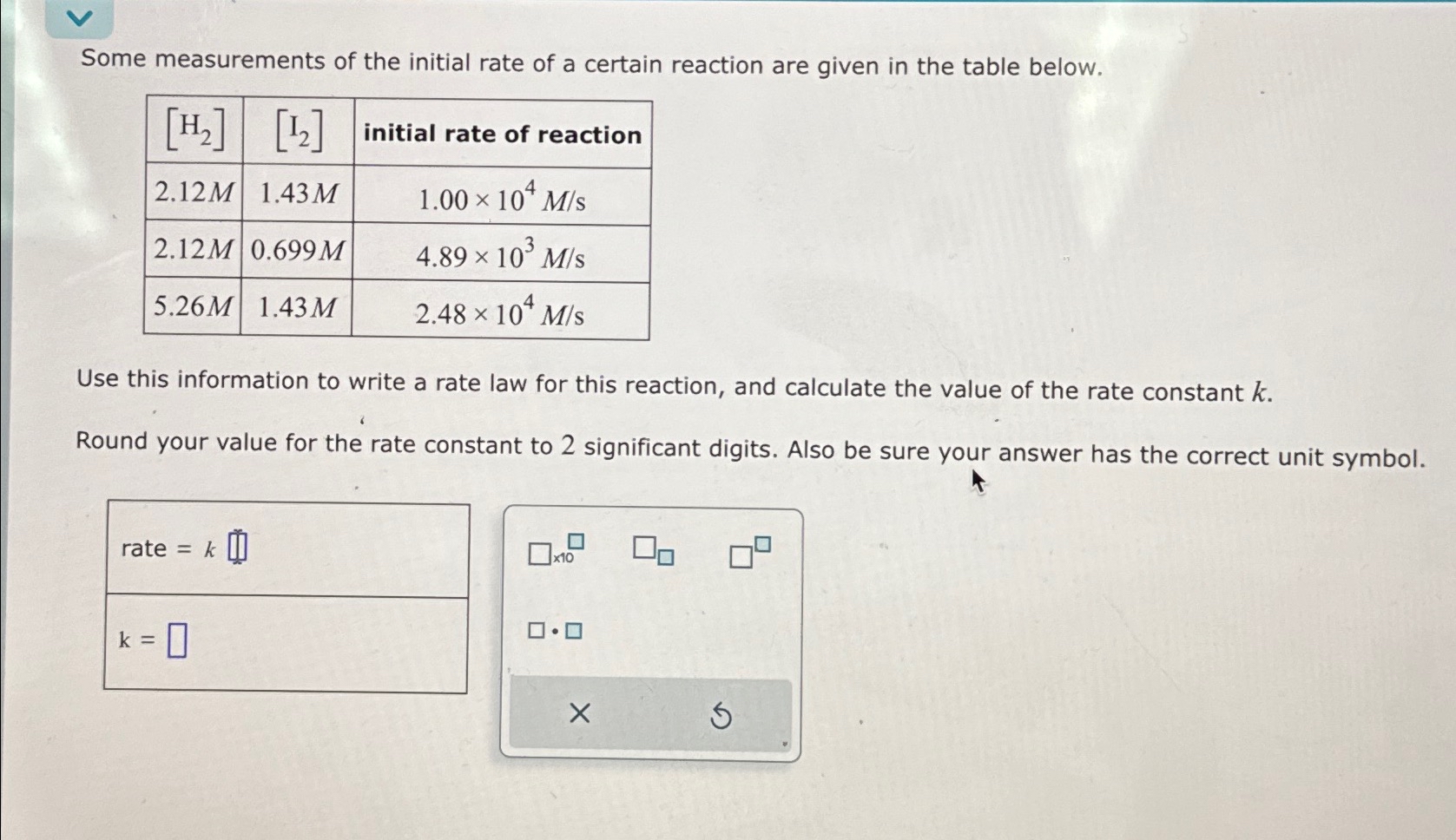 Solved deducing a rate law from initial reaction rate data | Chegg.com