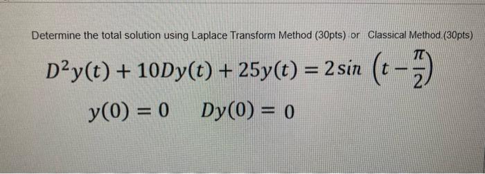 Solved Determine the total solution using Laplace Transform | Chegg.com
