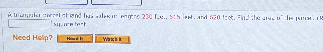 Solved A triangular parcel of land has sides of lengths 230 | Chegg.com