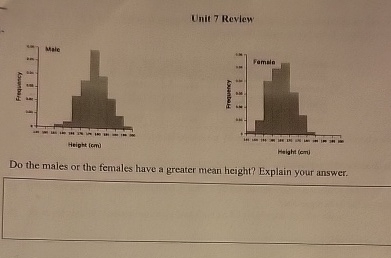 Solved Unit 7 ﻿ReviewDo the males or the females have a | Chegg.com