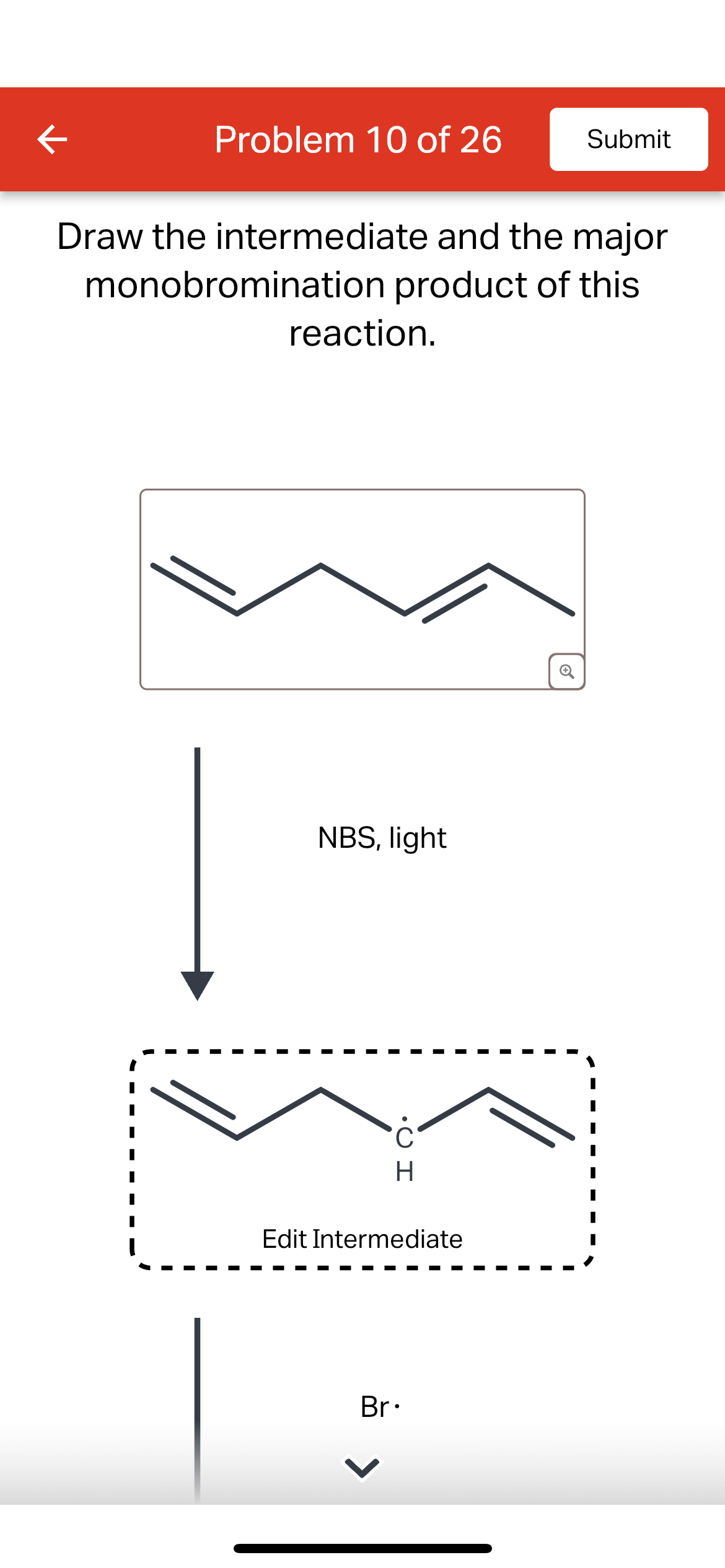 Solved Problem 10 ﻿of 26Draw the intermediate and the major | Chegg.com