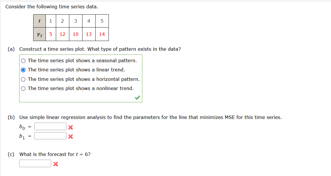 Solved Consider the following time series data.(a) | Chegg.com