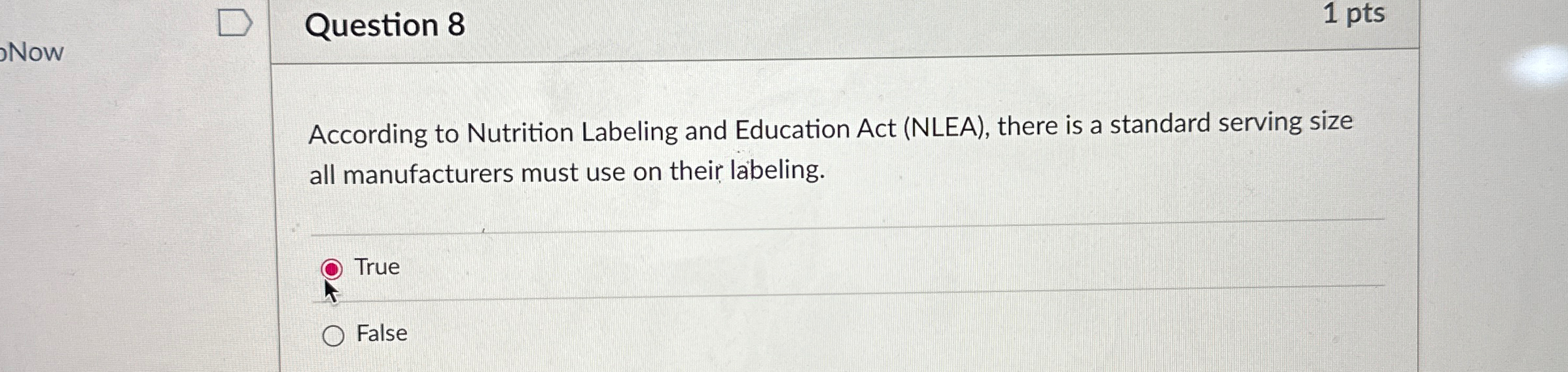 Solved Question 81 ﻿ptsAccording to Nutrition Labeling and | Chegg.com