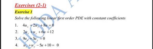 Solved Exercises (2-1) Exercise 1 Solve the following linear | Chegg.com