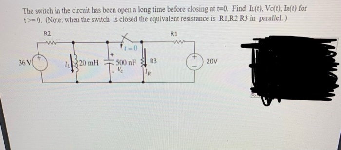 Solved The switch in the circuit has been open a long time | Chegg.com