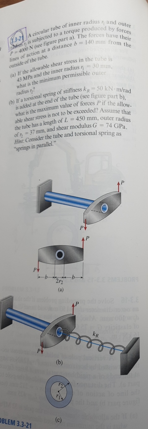 Solved 3-21 ﻿A circular tube of innerJres is subjected to a | Chegg.com