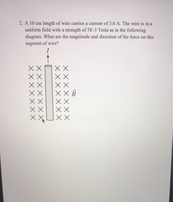 Solved 2. A 10 cm length of wire carries a current of 3.0 A. | Chegg.com