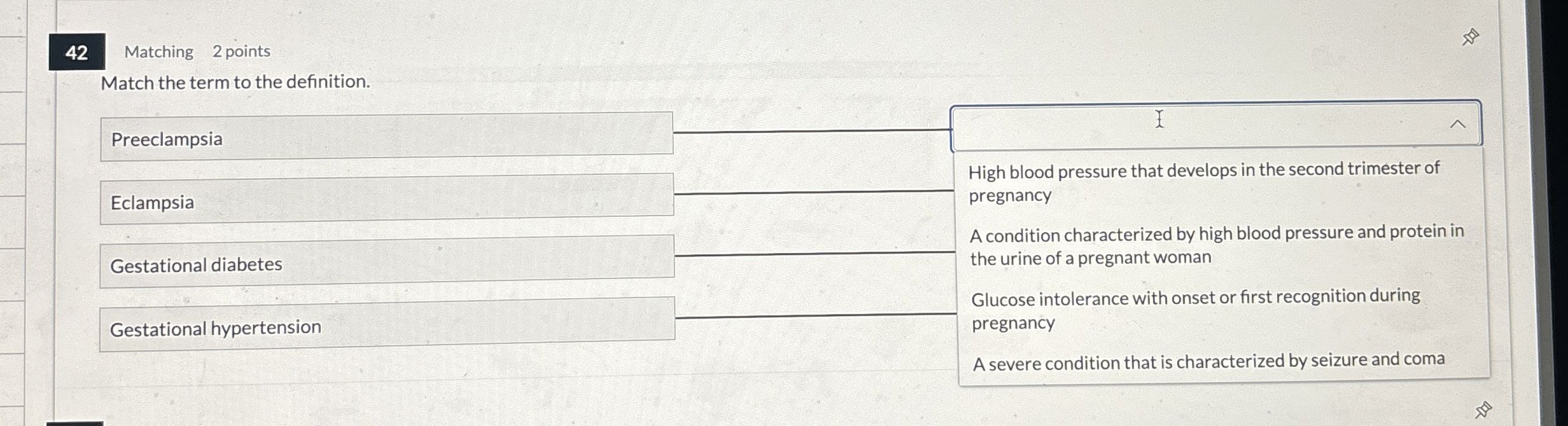 Solved 42Matching2 ﻿pointsMatch the term to the | Chegg.com