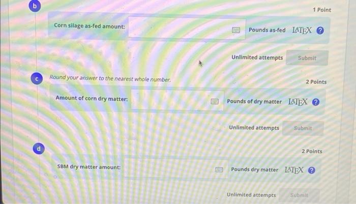 1.1 HW10 ANSC 221 Ration Balancing on Amount of | Chegg.com