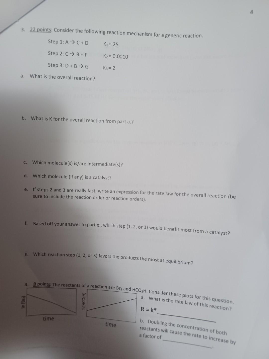 Solved 3. 22 points: Consider the following reaction | Chegg.com