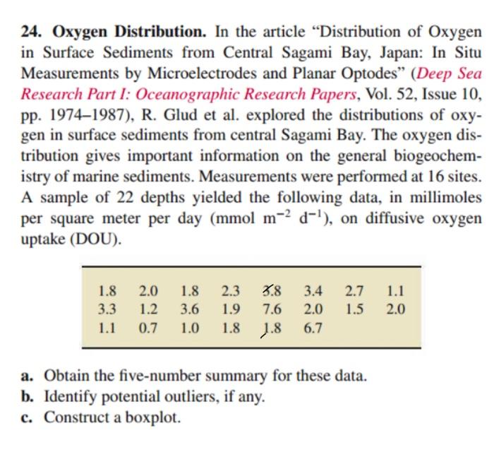 Solved 24. Oxygen Distribution. In the article "Distribution | Chegg.com