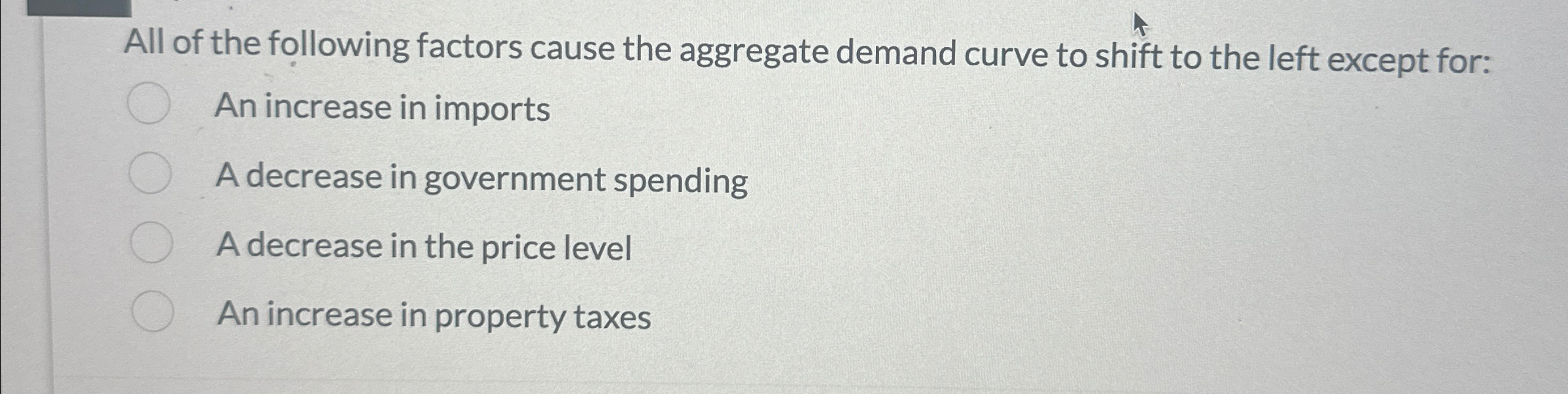 Solved All of the following factors cause the aggregate | Chegg.com