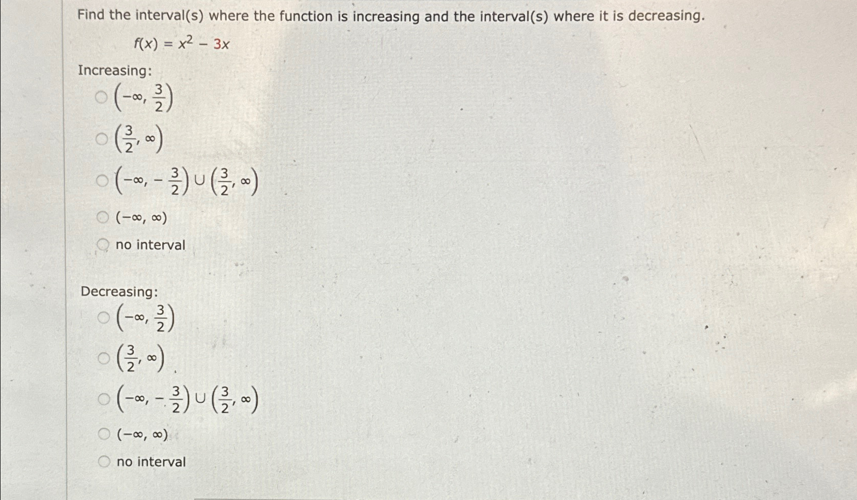 Solved Find the interval(s) ﻿where the function is | Chegg.com