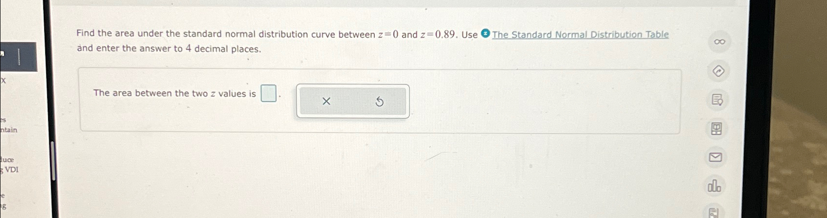 Solved Find the area under the standard normal distribution | Chegg.com