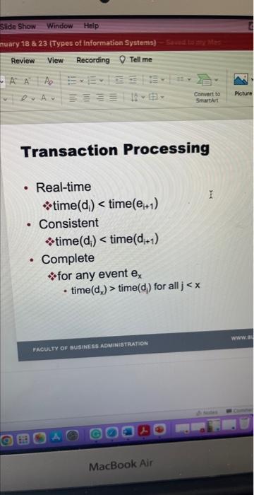 Transaction Processing - Real-time ∗time(di) | Chegg.com